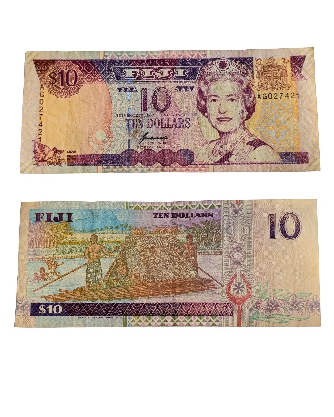 Cédula Fiji 10 Dollar 2002 - Nº de Série AG027421 - KMV Numismatics