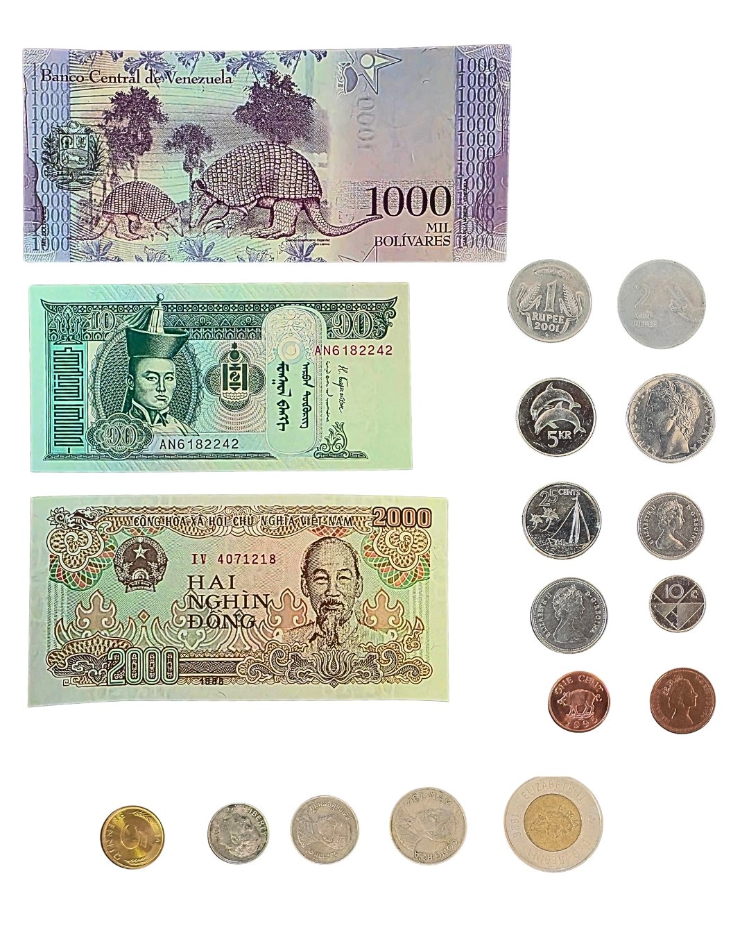Kit Numismático Internacional – 15 Moedas + 3 Cédulas – Para Iniciantes ...